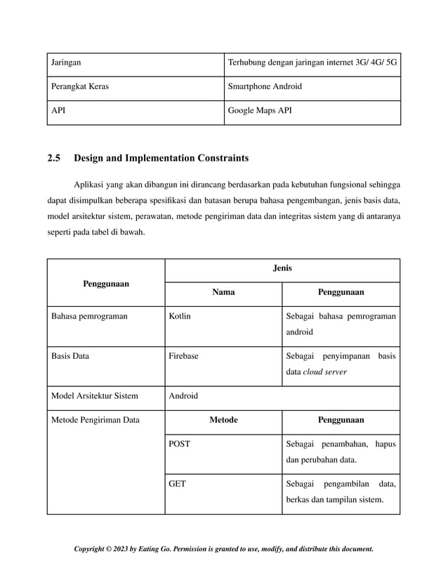 Contoh SRS Aplikasi Pelacak Keramaian Cafe "Eating Go" | PDF