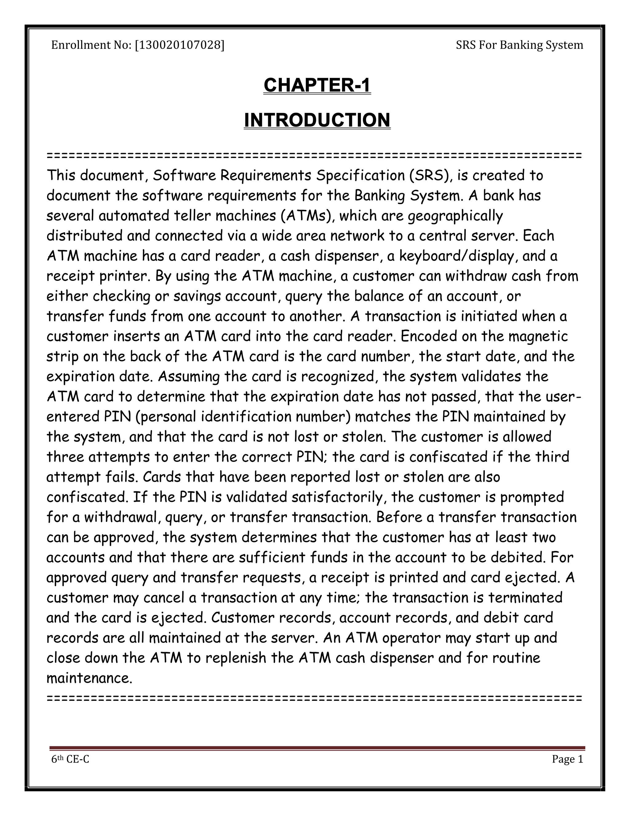 Srs for banking system | PDF
