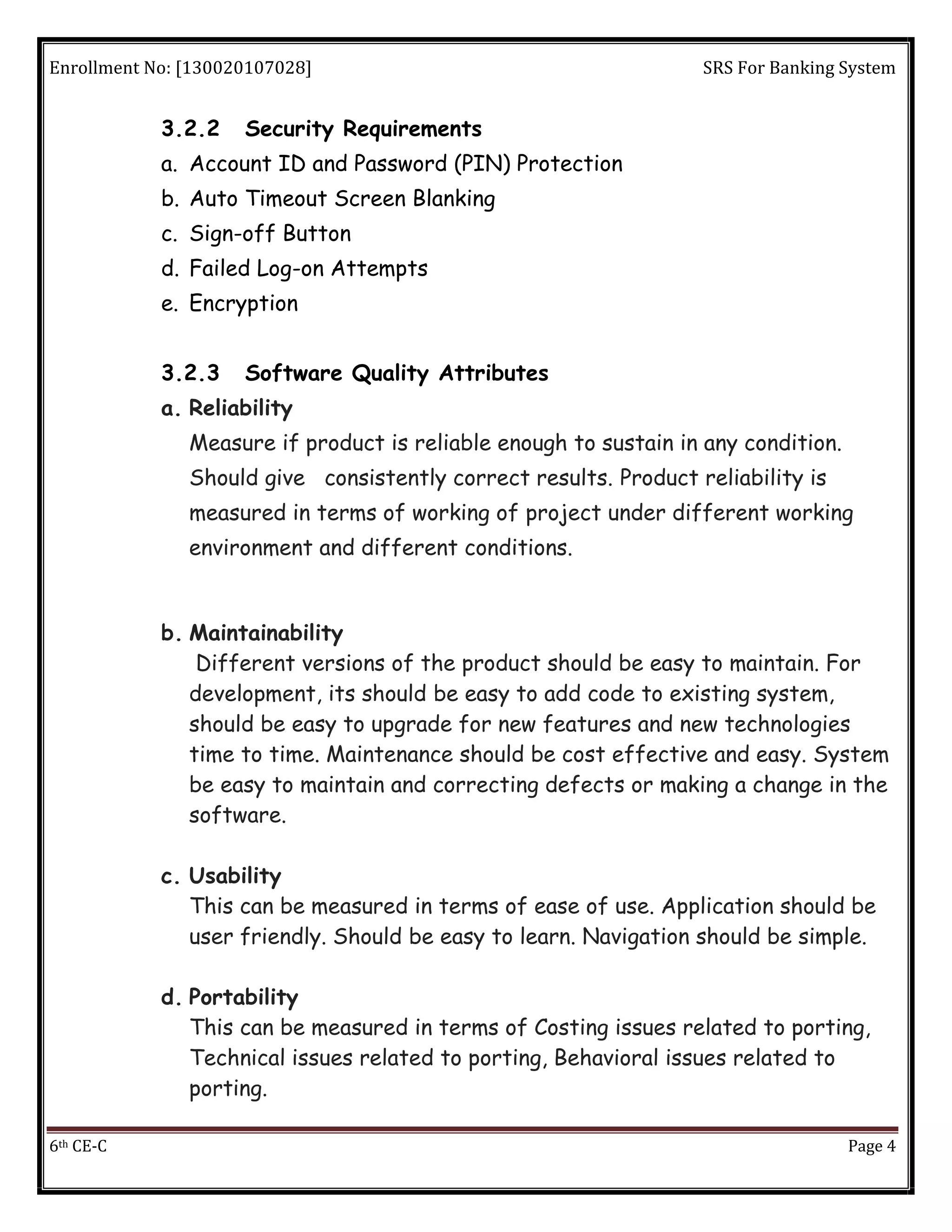Srs for banking system | PDF