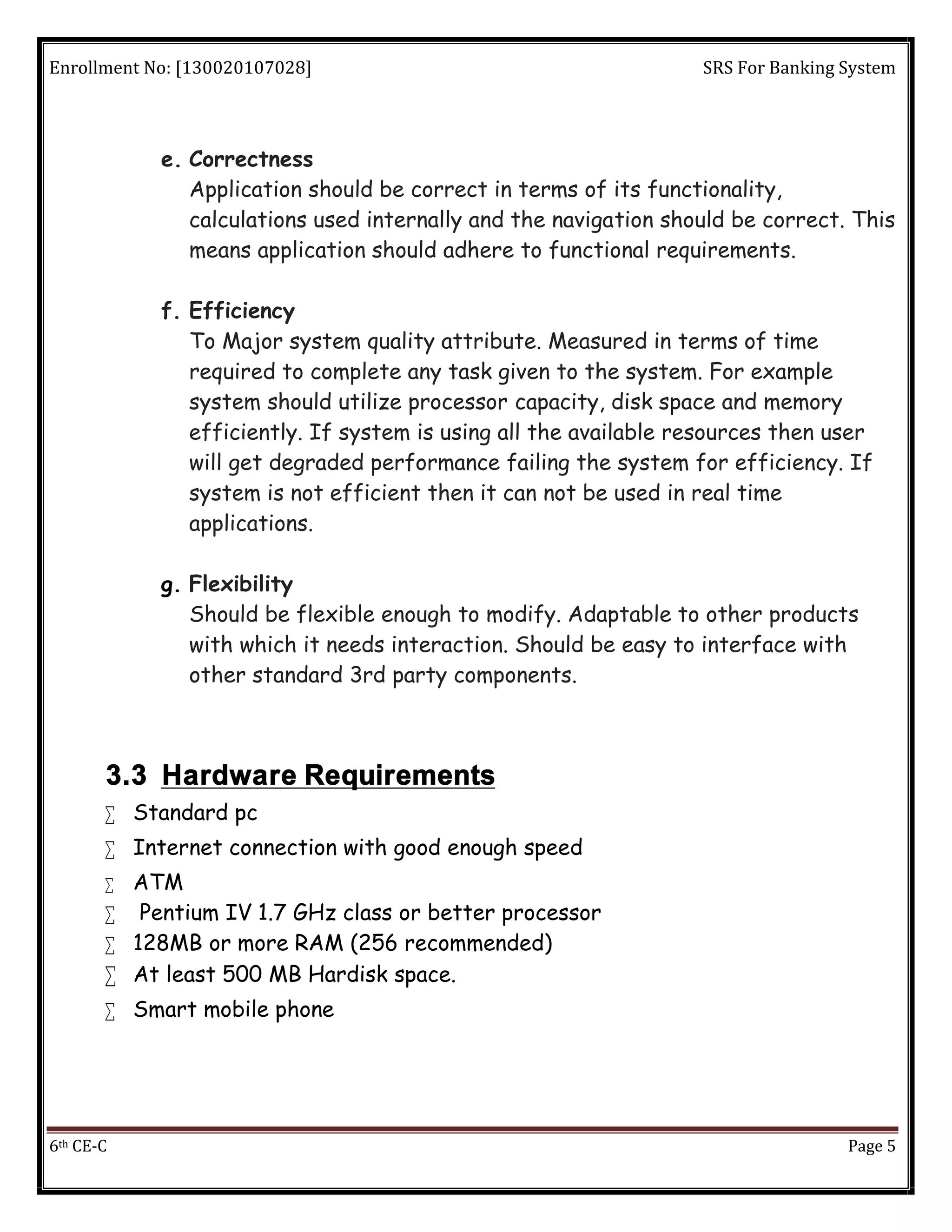 Srs for banking system | PDF