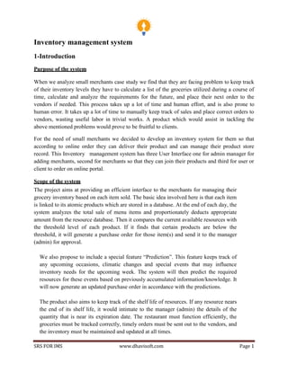 Srs for ims dhavisoft | PDF