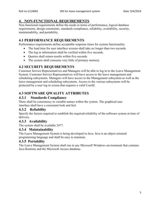 Leave Management System: Software Requirements Specification Document ...