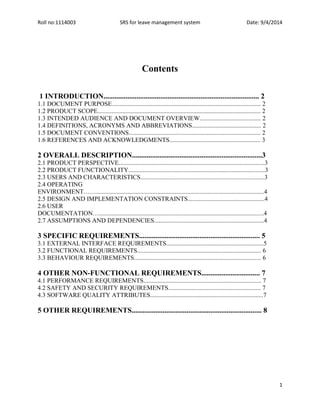 Leave Management System: Software Requirements Specification Document ...
