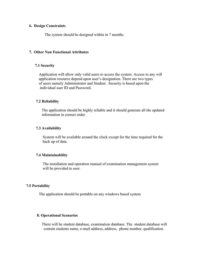 SRS for online examination system | DOCX | Computer Software and Applications | Computing