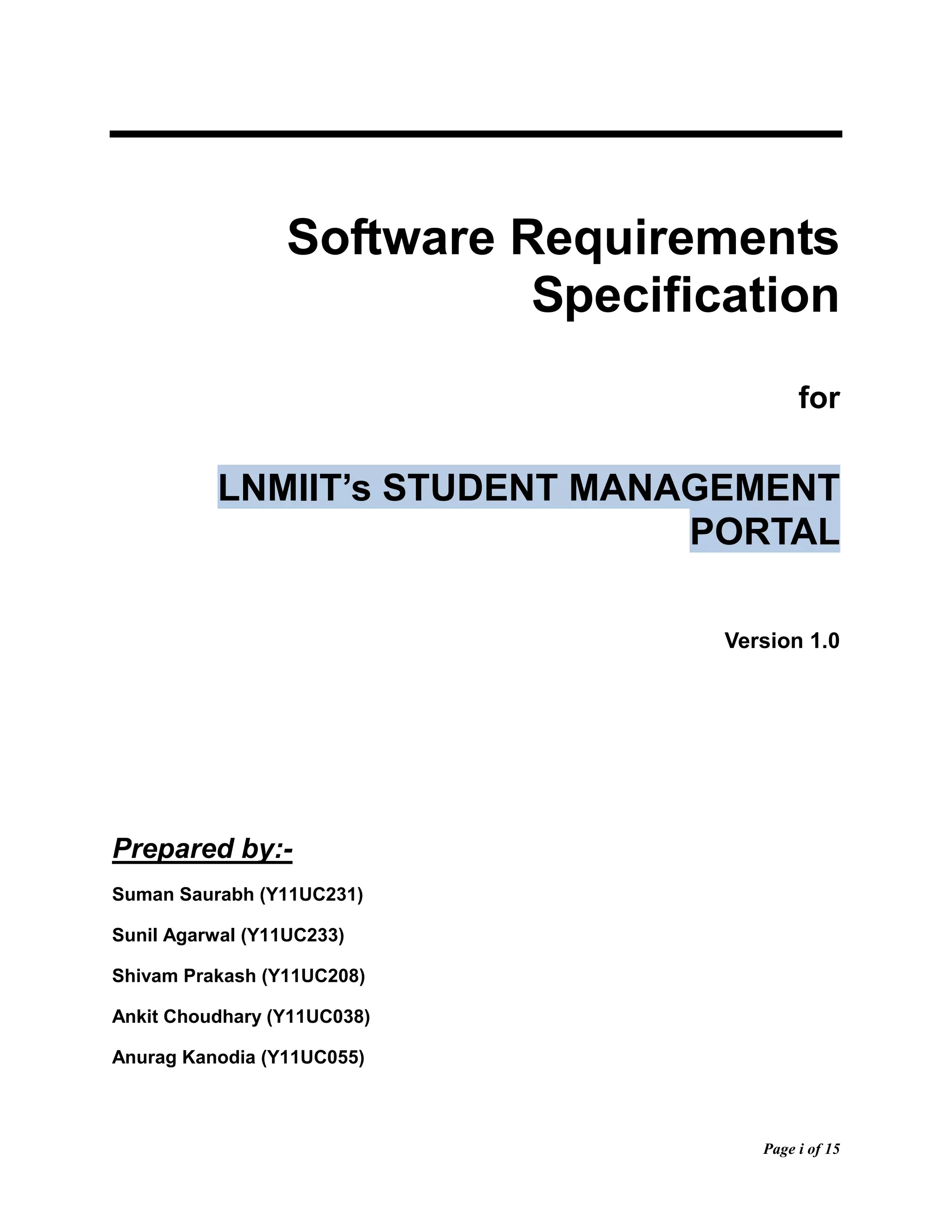 SRS for student database management system | PDF