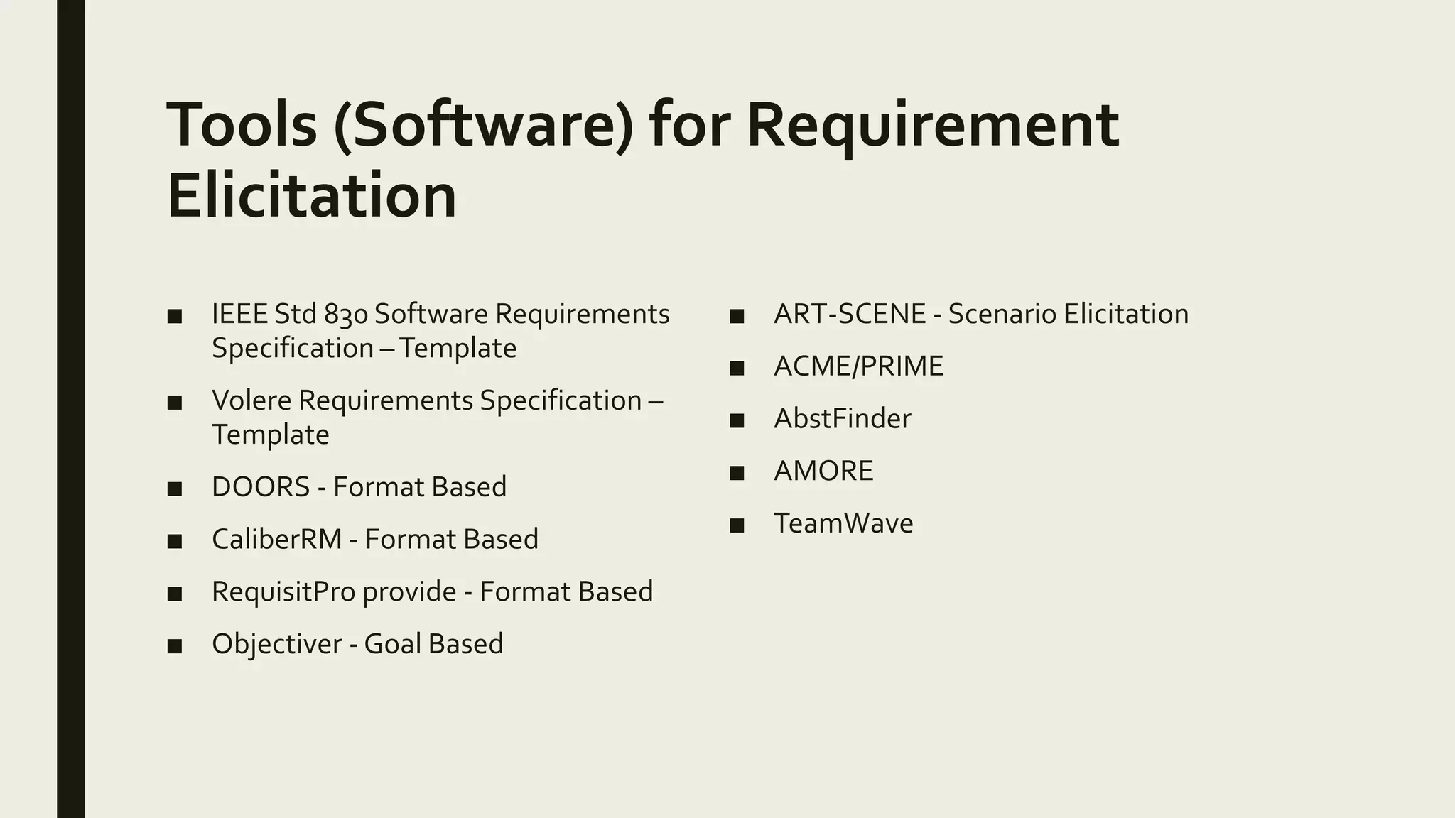 Requirements Elicitation: A Survey of Techniques, Approaches, and Tools ...