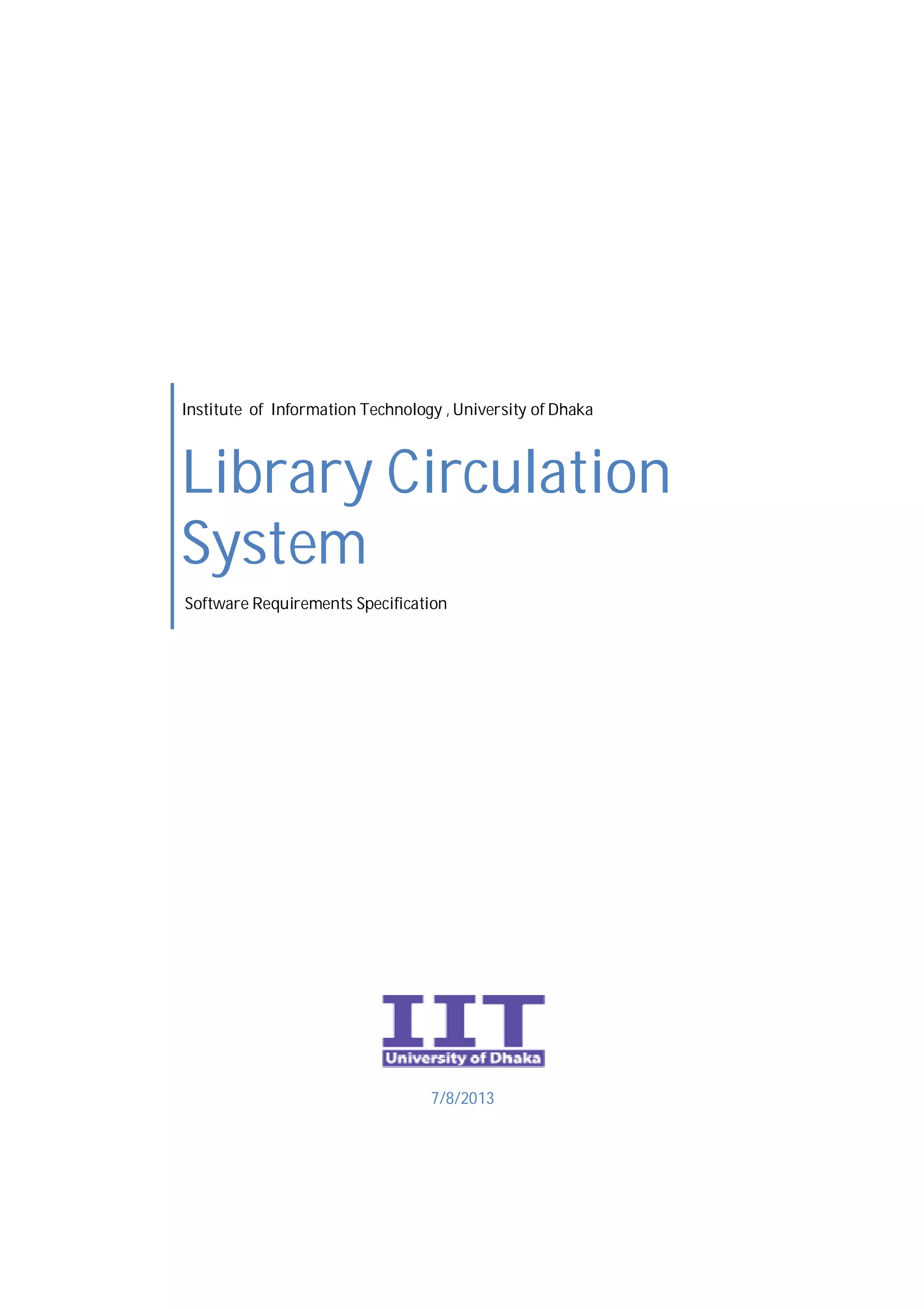 SRS of Library Circulation System | PDF