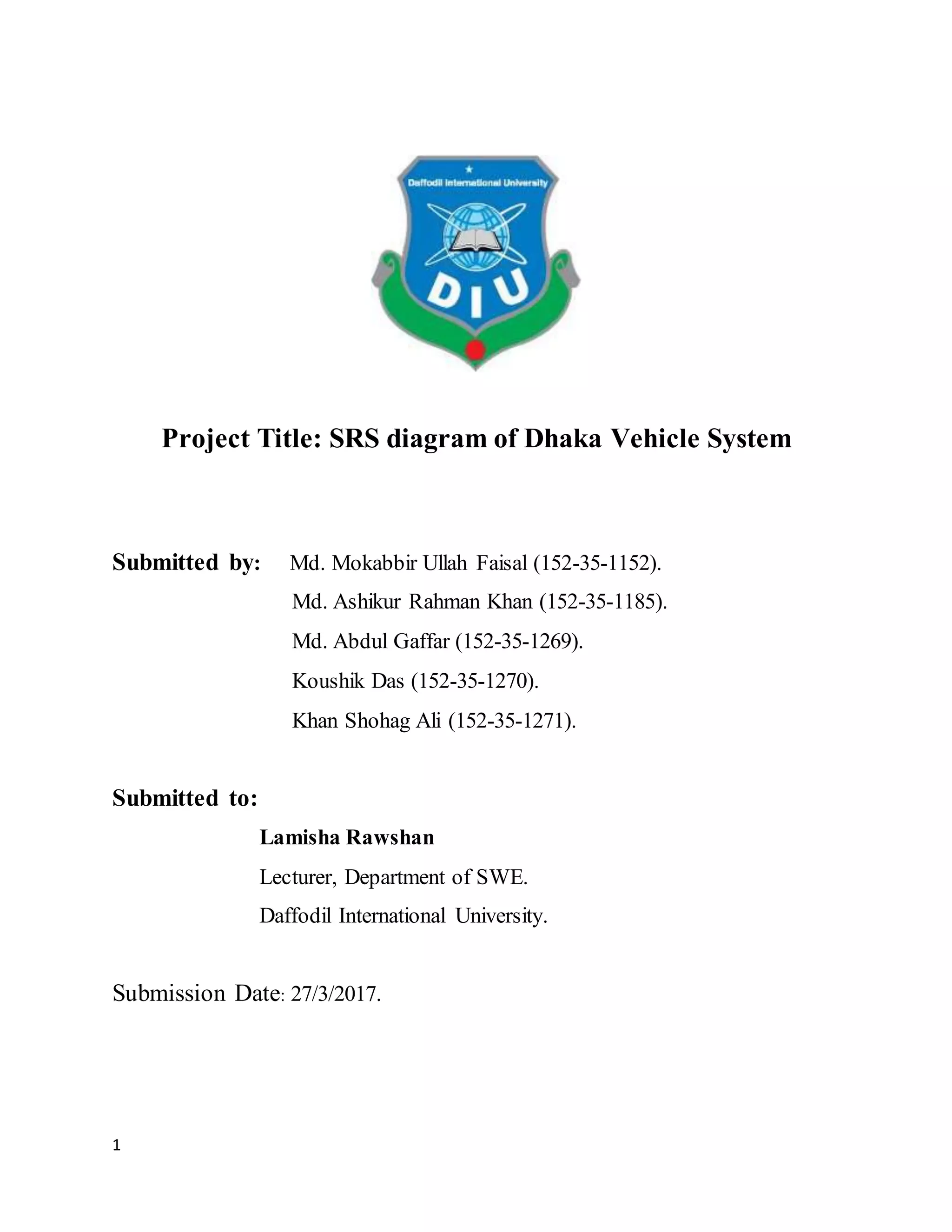 Srs of dhaka vehicle system | PDF