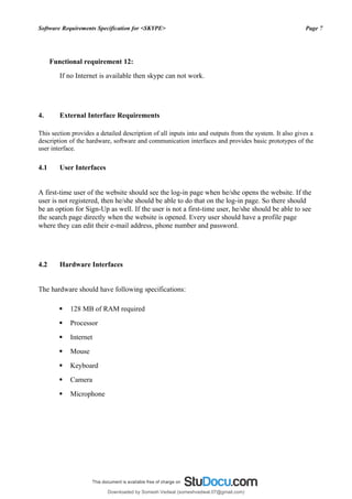 Srs of skype | PDF