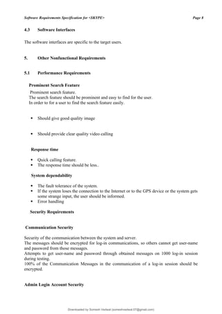Srs of skype | PDF
