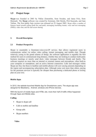 Srs of skype | PDF
