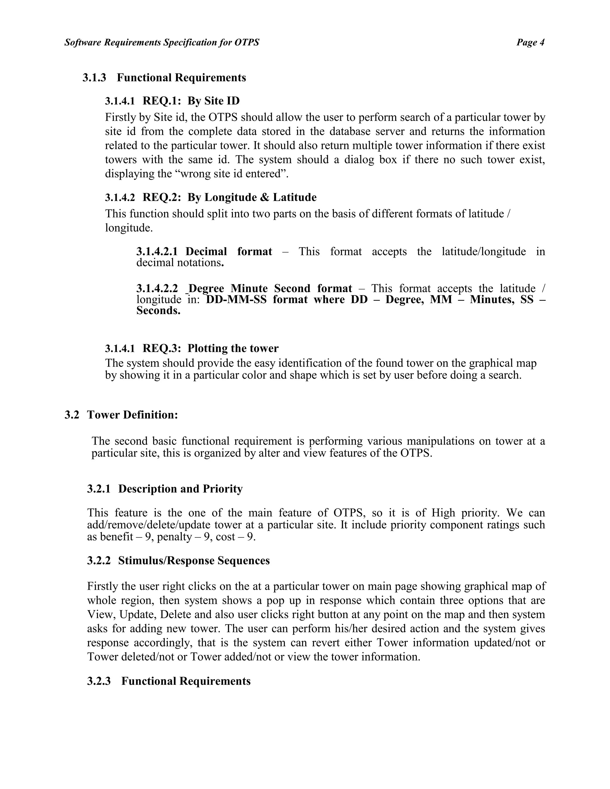 Software Requirements Specification (SRS) for Online Tower Plotting System (OTPS) | PDF
