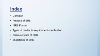 SRS(software requirement specification) | PPTX