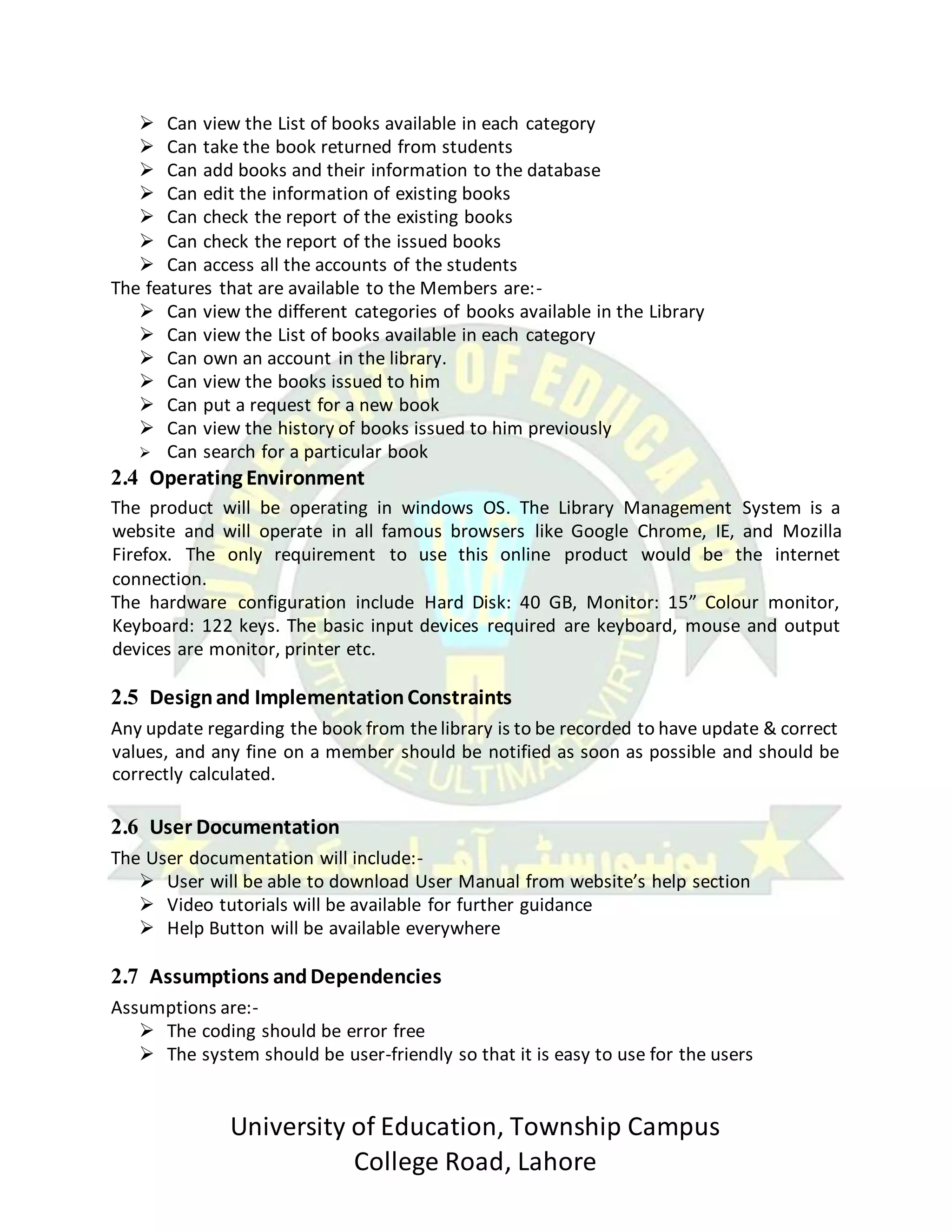 SRS for Library Management System | DOCX