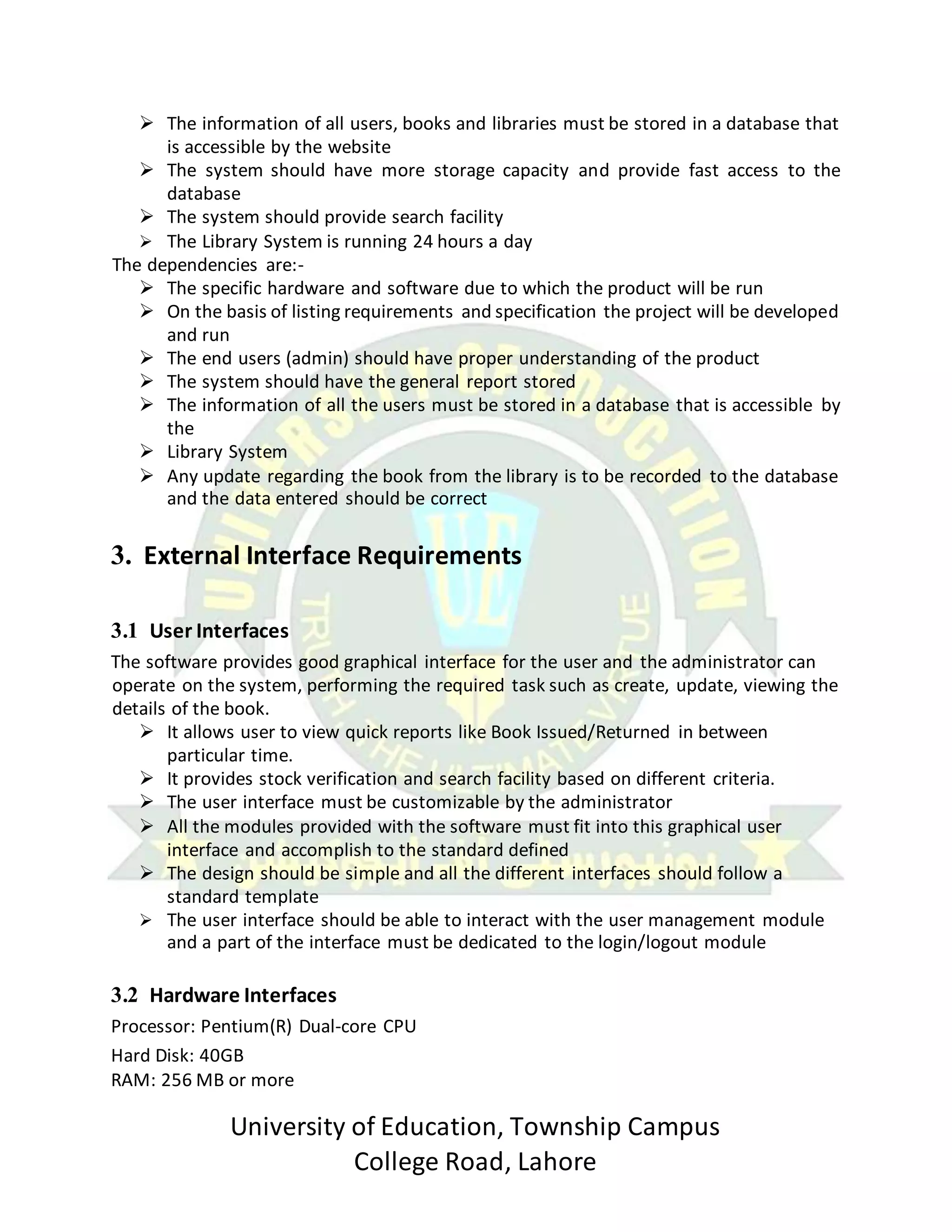 SRS for Library Management System | DOCX