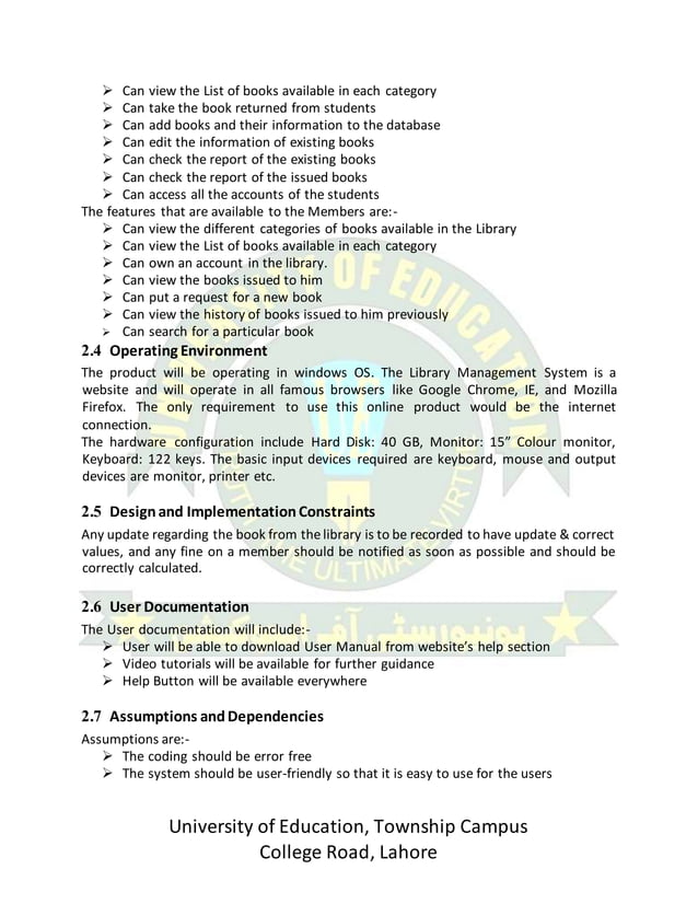 SRS for Library Management System | DOCX | Desktop Publishing ...