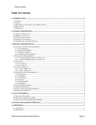 Srs template for mini project i (1) | DOC