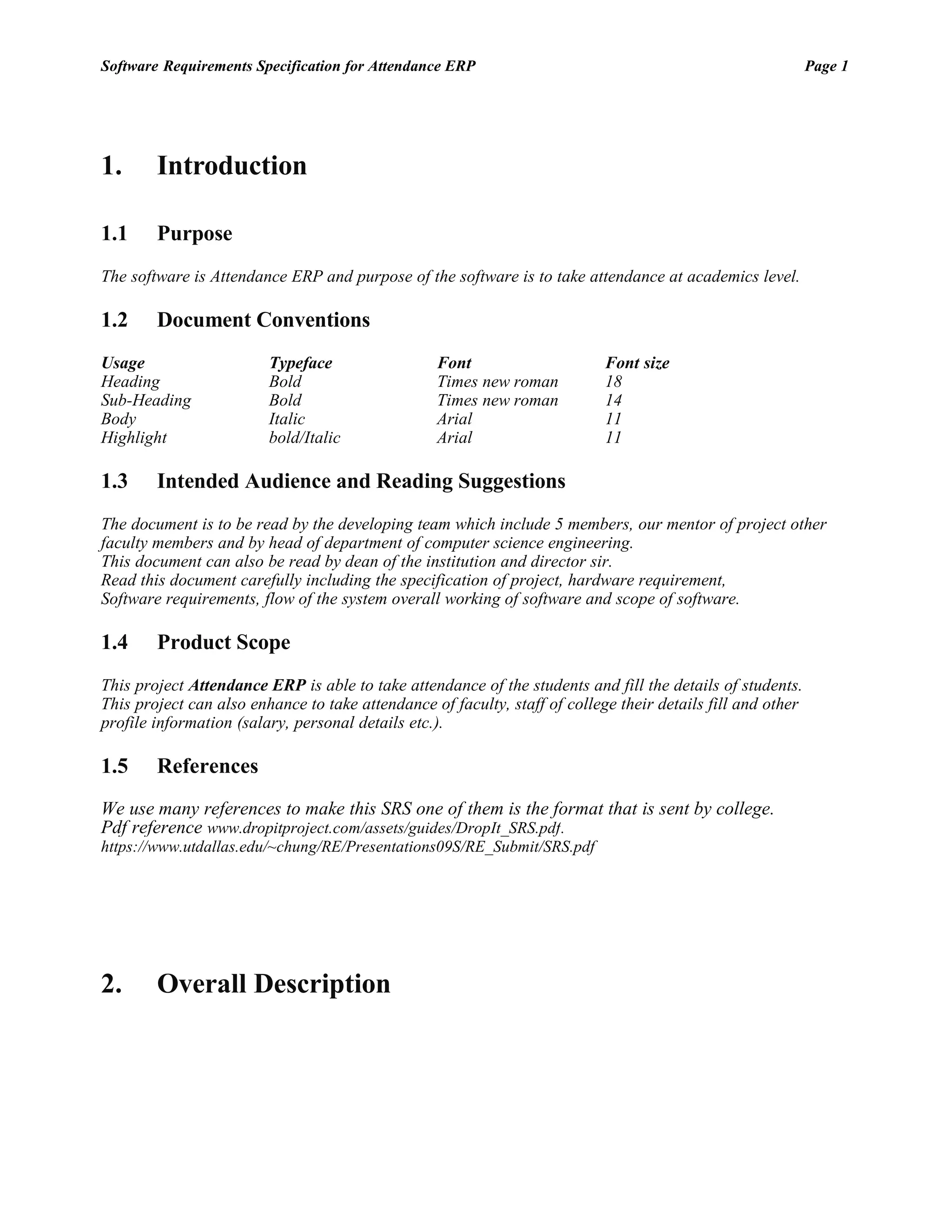SRS Attendance ERP | DOC