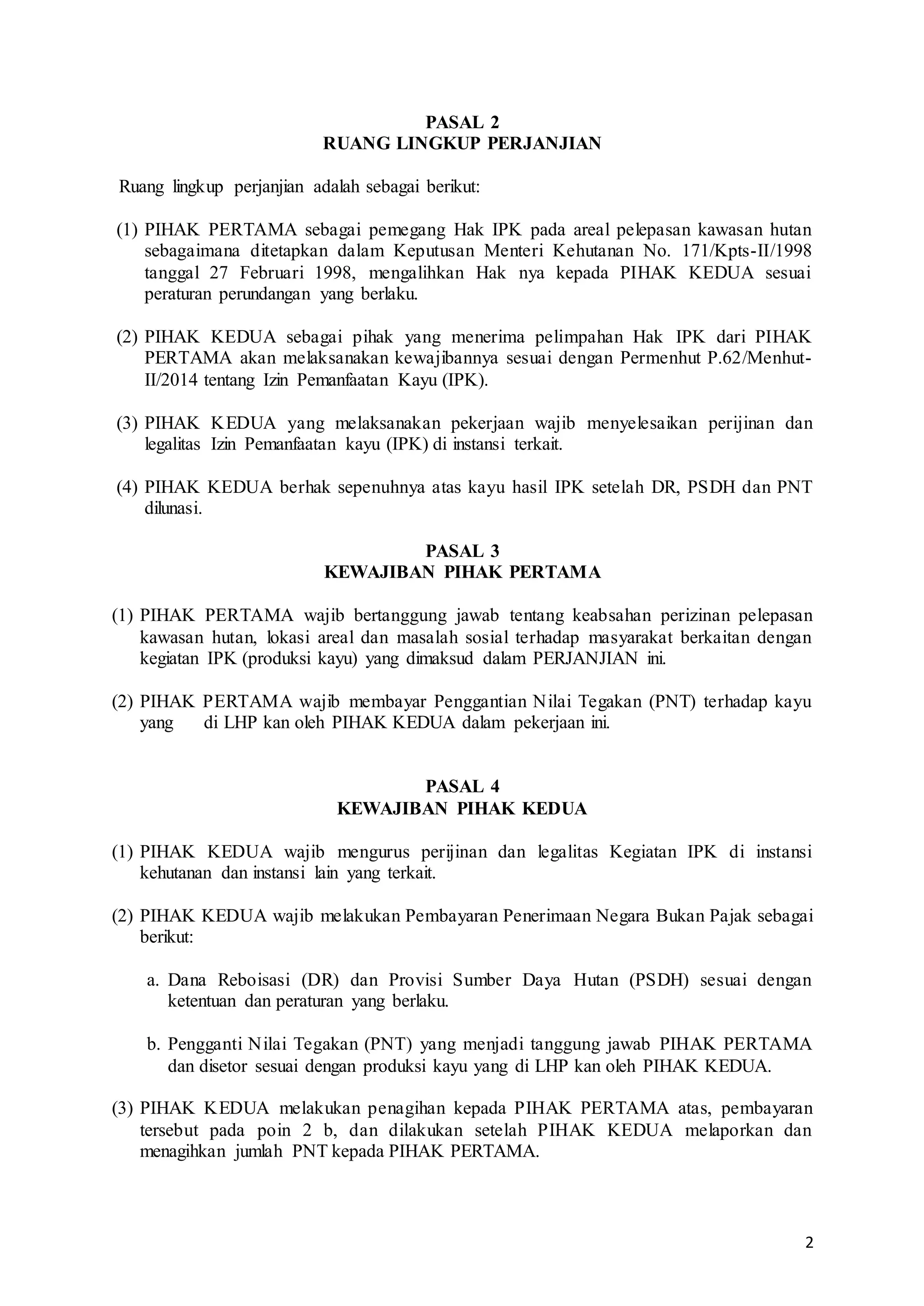 Contoh Perjanjian Alih Hak Izin Pemanfaatan Kayu Terbaru (Beli Kontrak ...