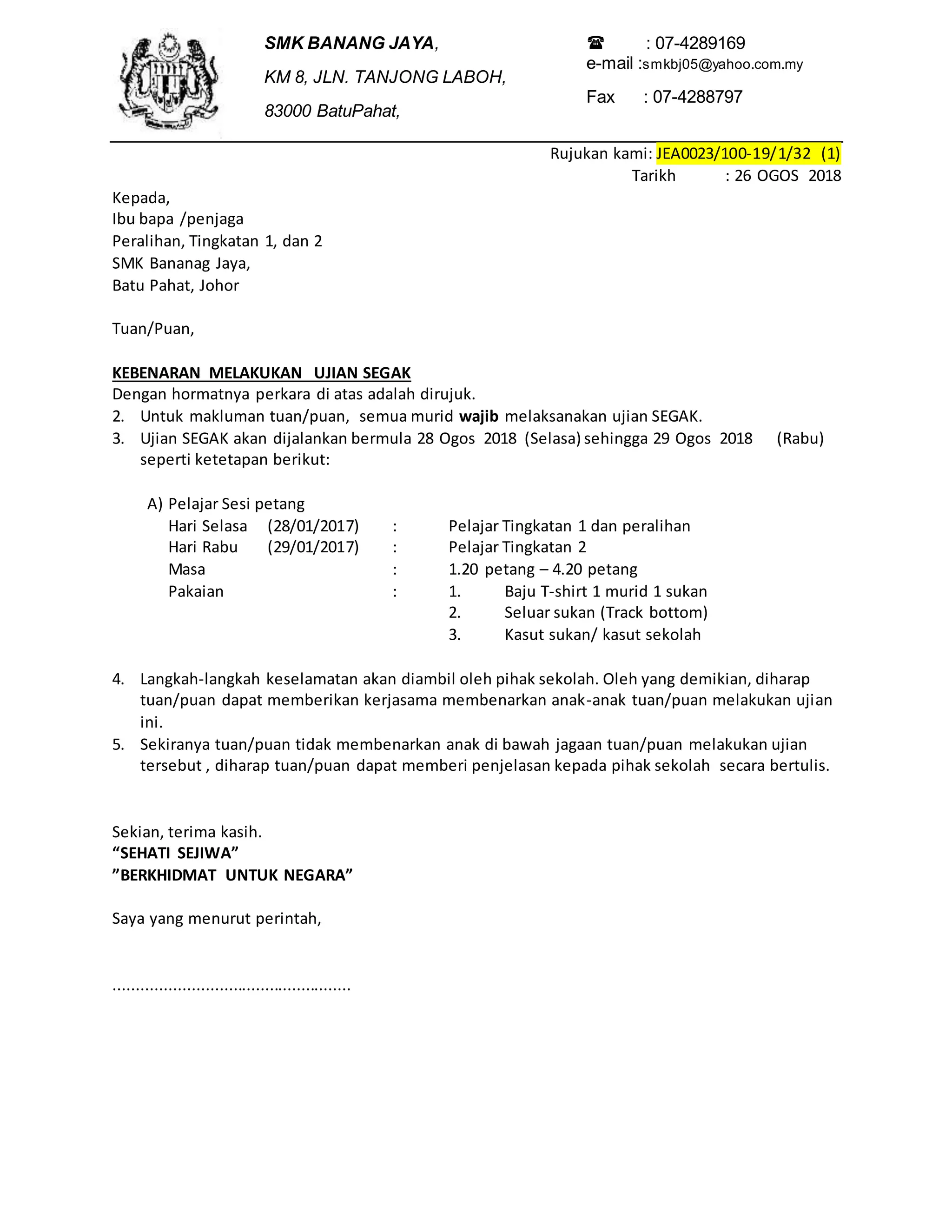 Srt pmberitahuan ibu bpa segak copy | DOCX