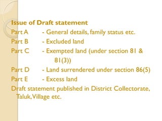 മിച്ചഭൂമി സീലിംഗ് പരിധിയും നടപടിക്രമങ്ങളും Sruitiny of draft delaration ...