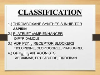 ANTIPLATELET DRUGS FROM PHARMACOLOGY.pptx