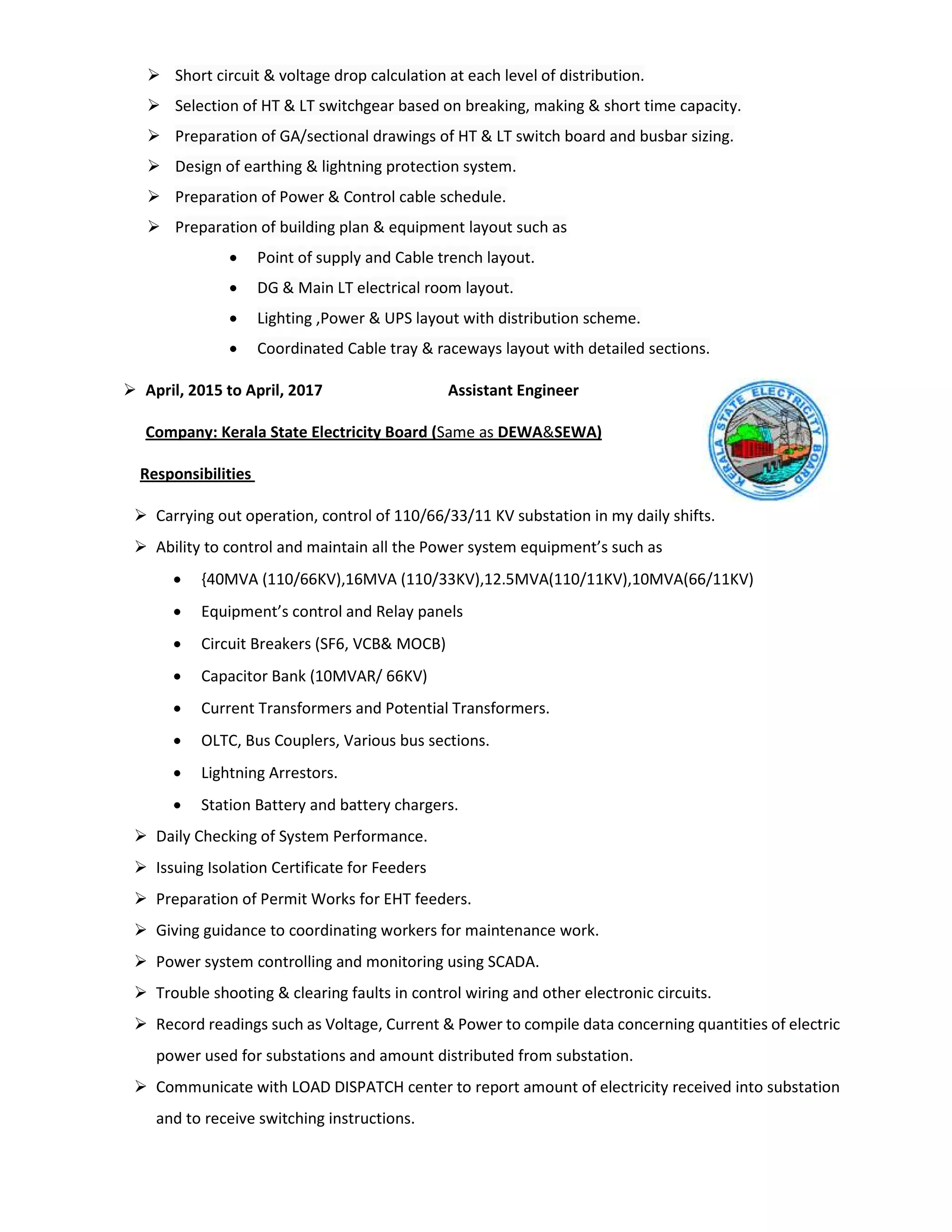 Sruthi electrical design resume MEP | PDF