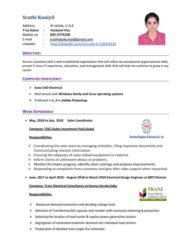Sruthi electrical design resume MEP | PDF