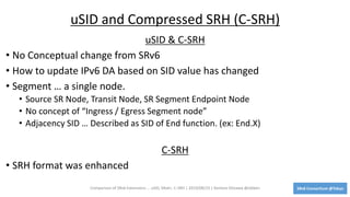 Comparison of SRv6 Extensions uSID, SRv6+, C-SRH | PDF