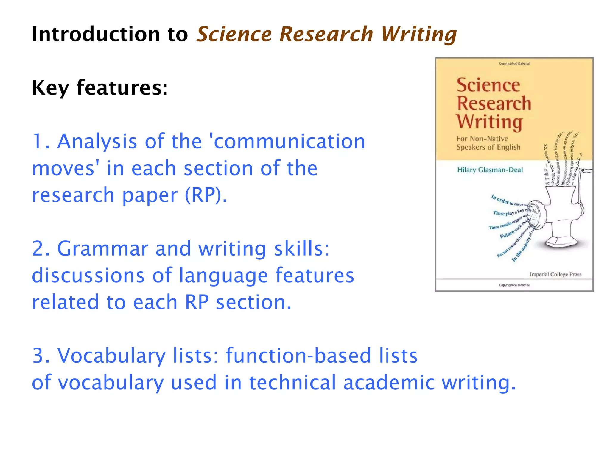 Introduction to "Science Research Writing" and how it compares to ...