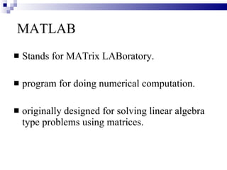Brief Introduction to Matlab | PPT