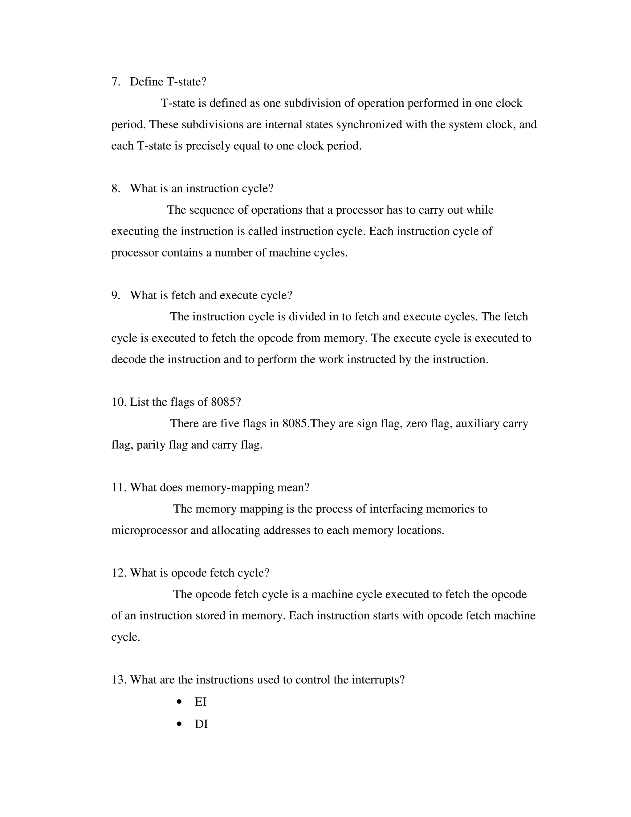T-states in microprocessor 8085 | PDF