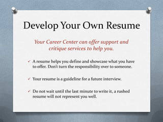 Career Center Resume 101 Workshop | PPTX