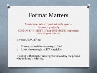 Career Center Resume 101 Workshop | PPTX