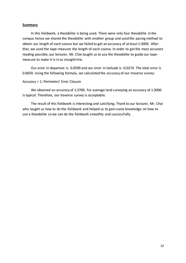 Fieldwork 2 (Traversing) | DOCX | Geography | Science