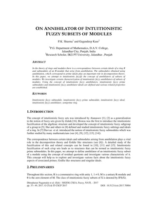 ON ANNIHILATOR OF INTUITIONISTIC FUZZY SUBSETS OF MODULES | PDF