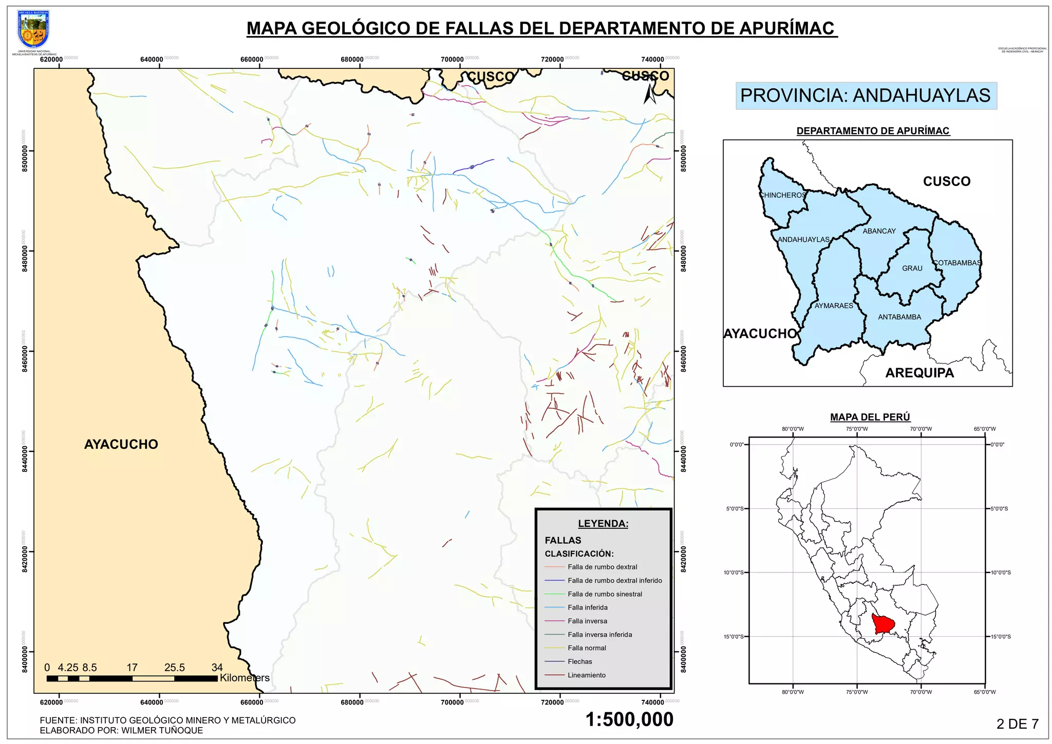 MAPA DE FALLAS GEOLOGICAS EN EL DEPARTAMENTO DE APURIMAC | PDF