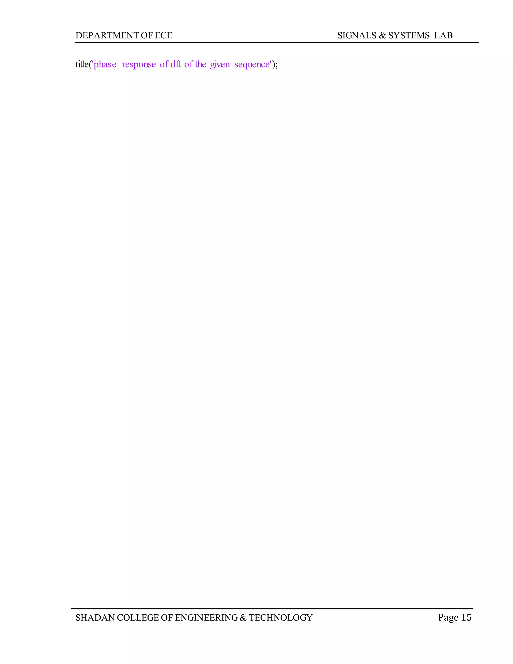 Signals And Systems Lab Manual, R18 Batch | DOCX