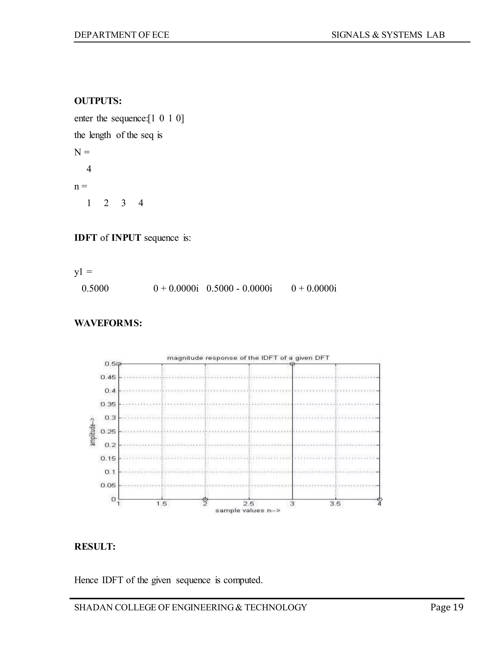 Signals And Systems Lab Manual, R18 Batch | DOCX
