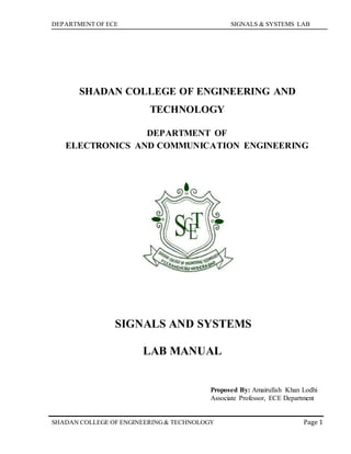 Signals And Systems Lab Manual, R18 Batch | DOCX