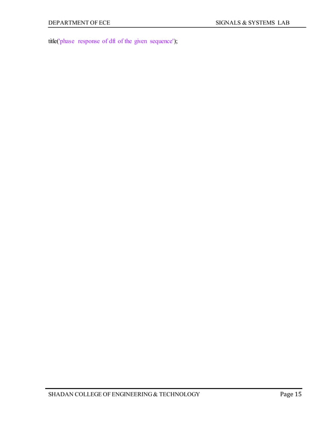 Signals And Systems Lab Manual, R18 Batch | DOCX