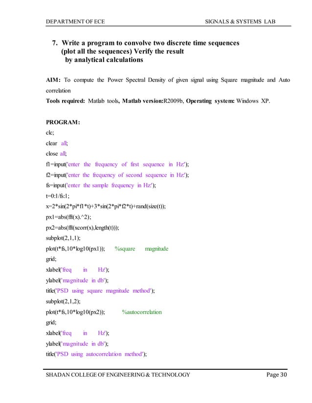 Signals And Systems Lab Manual, R18 Batch | DOCX