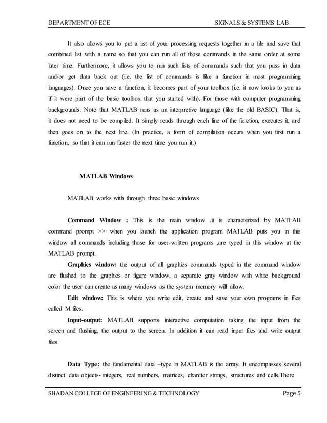 Signals And Systems Lab Manual, R18 Batch | DOCX