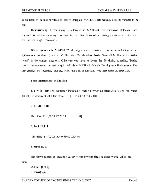 Signals And Systems Lab Manual, R18 Batch | DOCX