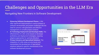 Transforming Software Engineering: Harnessing Large Language Models for the Future of ...