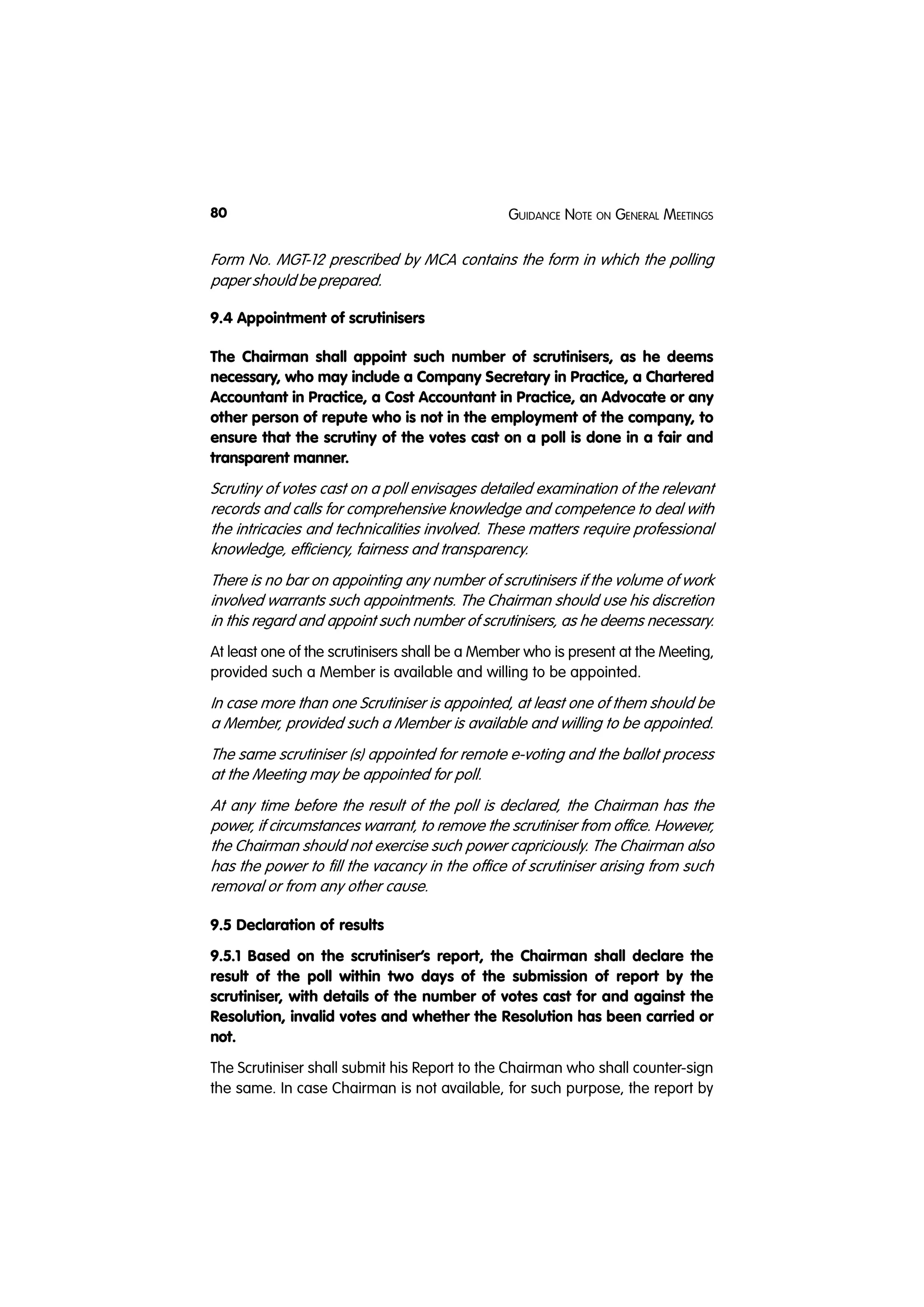 Guidance Note on Sceretarial Standard 2 of General M eeting issued by ...