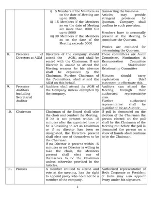 Synopsis on Secretarial Standard on General Meetings | PDF