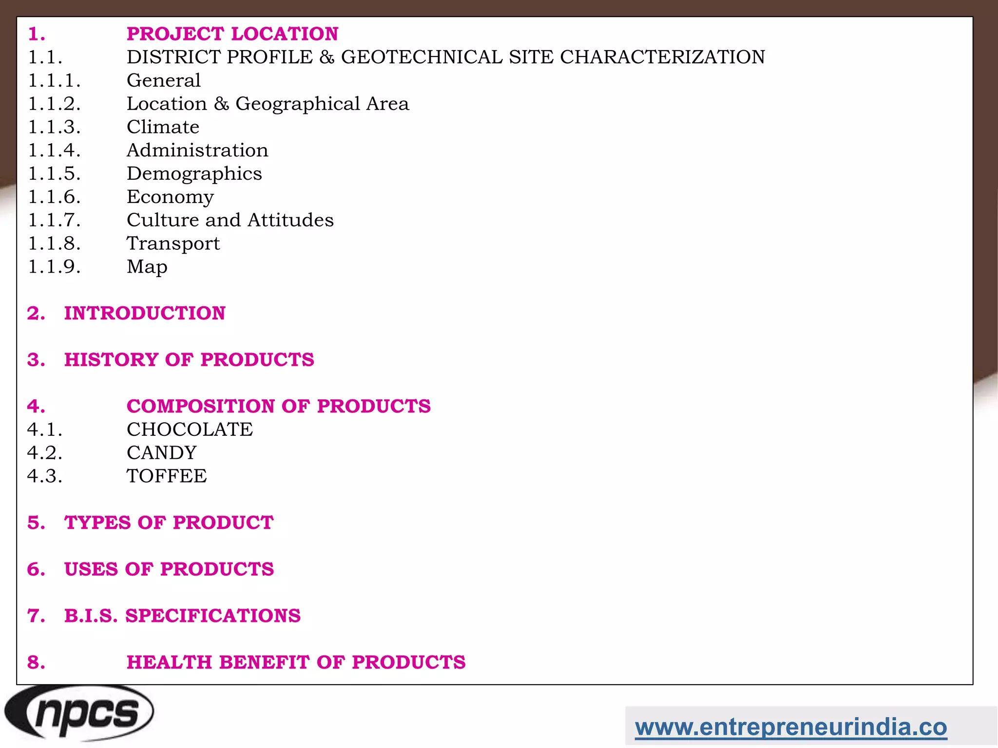 Chocolate, Toffee and Candy Manufacturing Industry | PPTX
