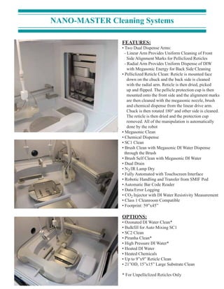 Megasonic Wet Cleaning Systems for Mask, reticle, Single wafer cleaning ...