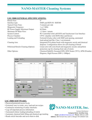 Megasonic Wet Cleaning Systems for Mask, reticle, Single wafer cleaning ...